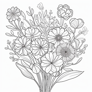 Free Bouquet flowers coloring pages - Coloring corner