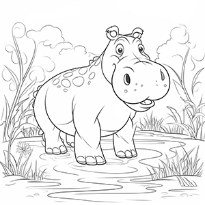 Hippo coloring pages – Coloring corner