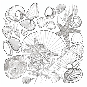 Seashell coloring page – Coloring corner