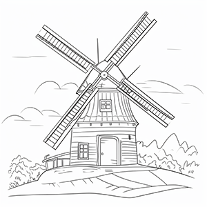 Free Windmill coloring pages – Coloring corner
