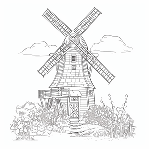 Free Windmill coloring pages – Coloring corner