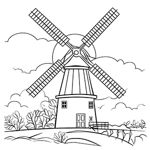 Free Windmill coloring pages – Coloring corner
