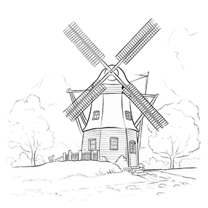 Free Windmill coloring pages – Coloring corner