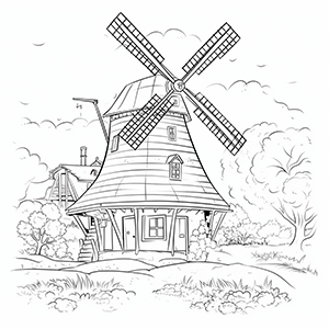 Free Windmill coloring pages – Coloring corner