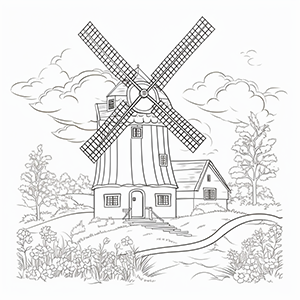 Free Windmill coloring pages – Coloring corner