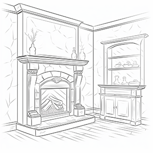 Fireplace coloring page – Coloring corner