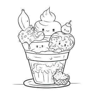 Ice Cream Sundae coloring page – Coloring corner