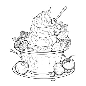 Ice Cream Sundae coloring page – Coloring corner