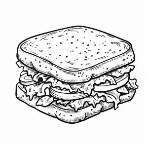 Sandwich coloring page – Coloring corner