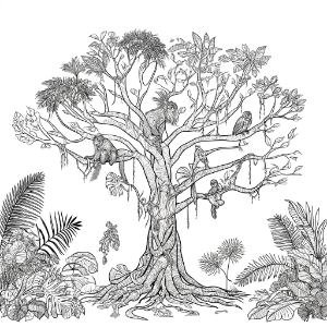 Tree coloring page – Coloring corner